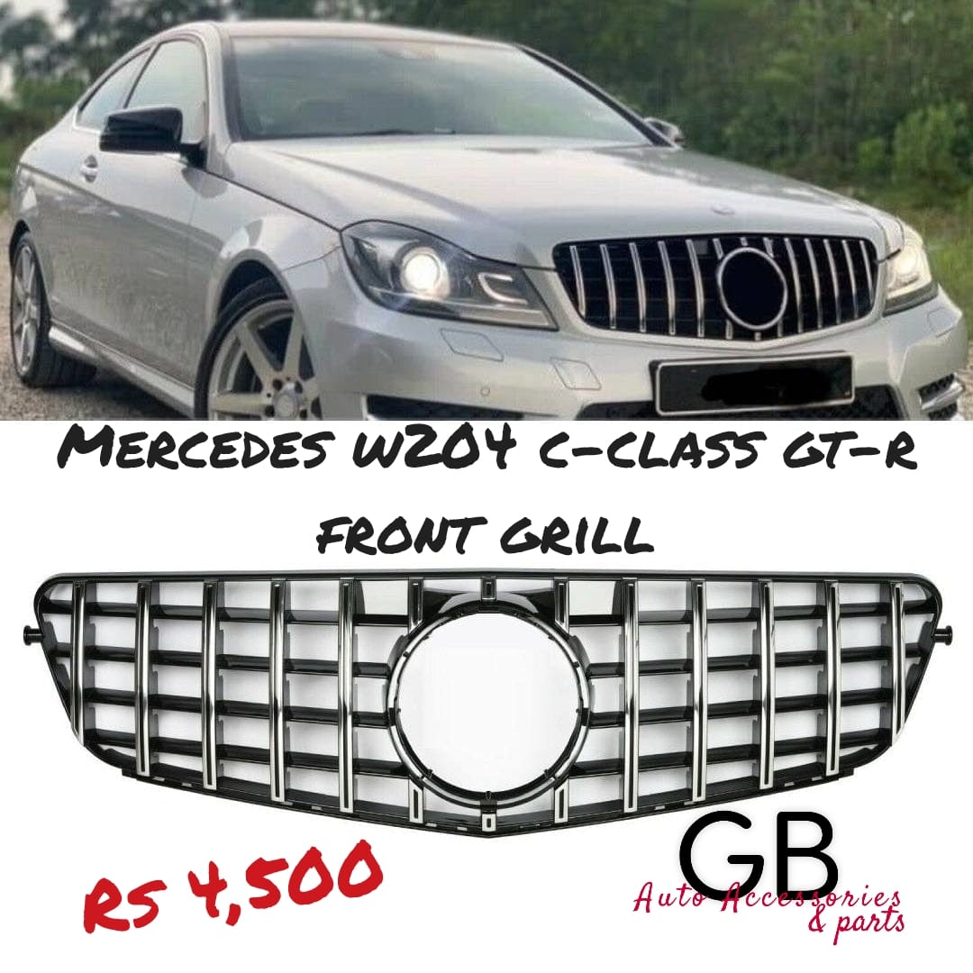 Mercedes W204 GT grill ;without logo; in shiny black and dark chrome ...